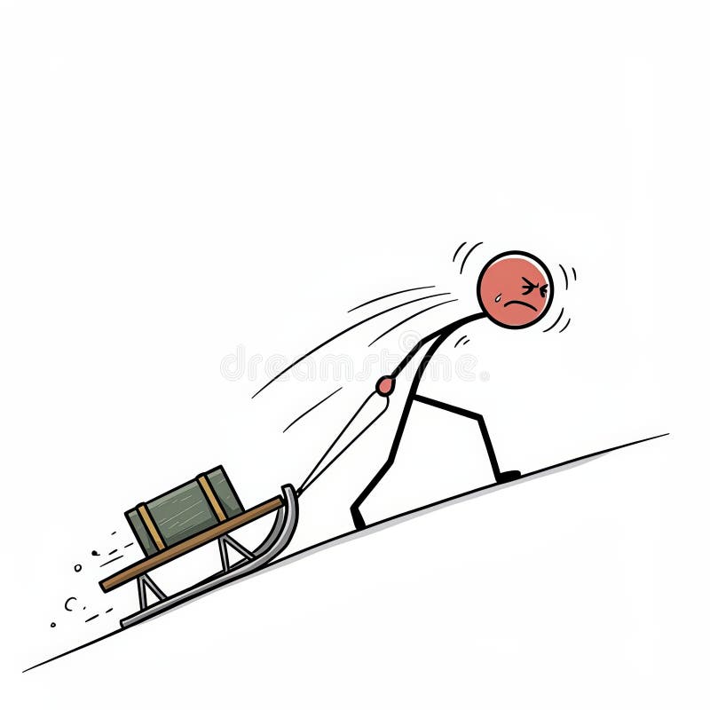 Pulling Heavy Sled Uphill Stock Illustrations – 1 Pulling Heavy Sled ...