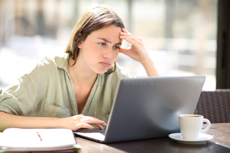 Frustrated Student Checking Online on Laptop Stock Photo - Image of ...