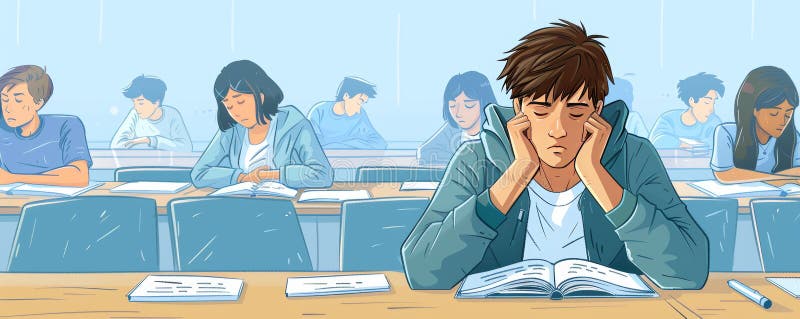Frustrated Student in Classroom Feeling Defeated and Overwhelmed during ...