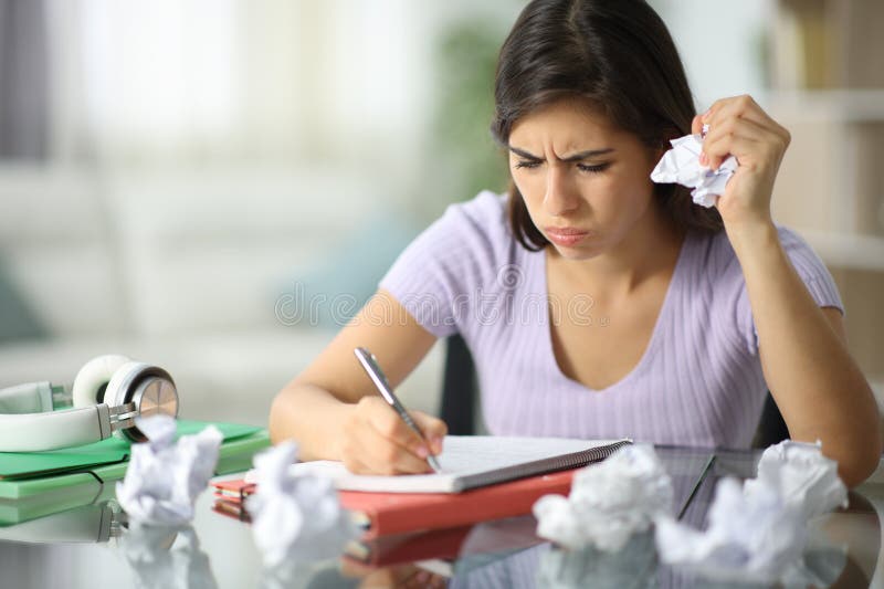Frustrated Student Crumpling Papers Stock Image - Image of mistake ...