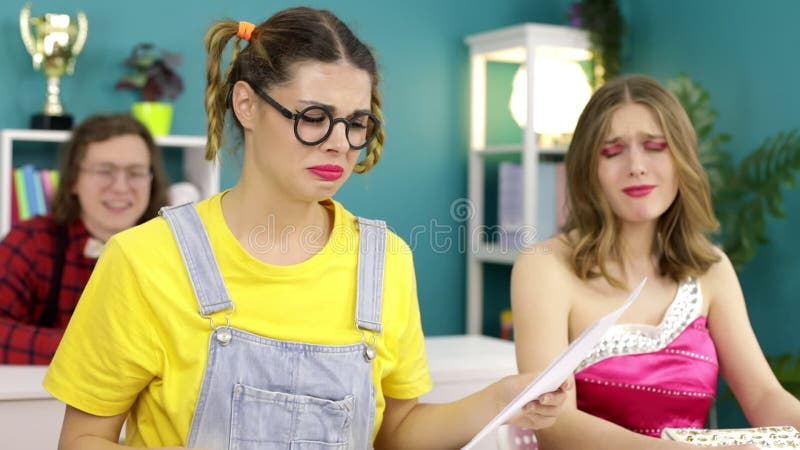 The Frustrated Students Received a Test in a Math Class. Stock Video ...