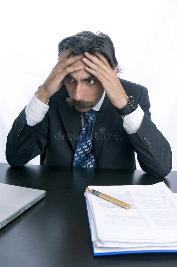 Frustrated, Upset Businessman at His Desk Stock Image - Image of paper ...