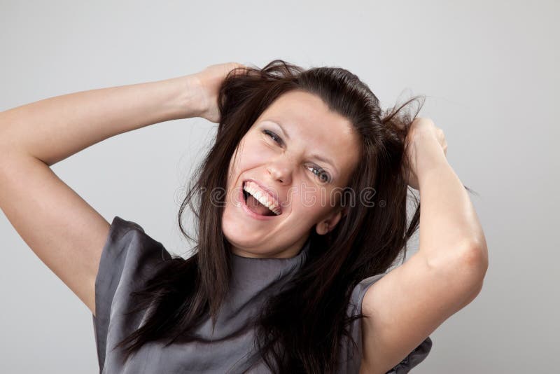 Frustrated woman stock image. Image of head, cute, face - 18174053