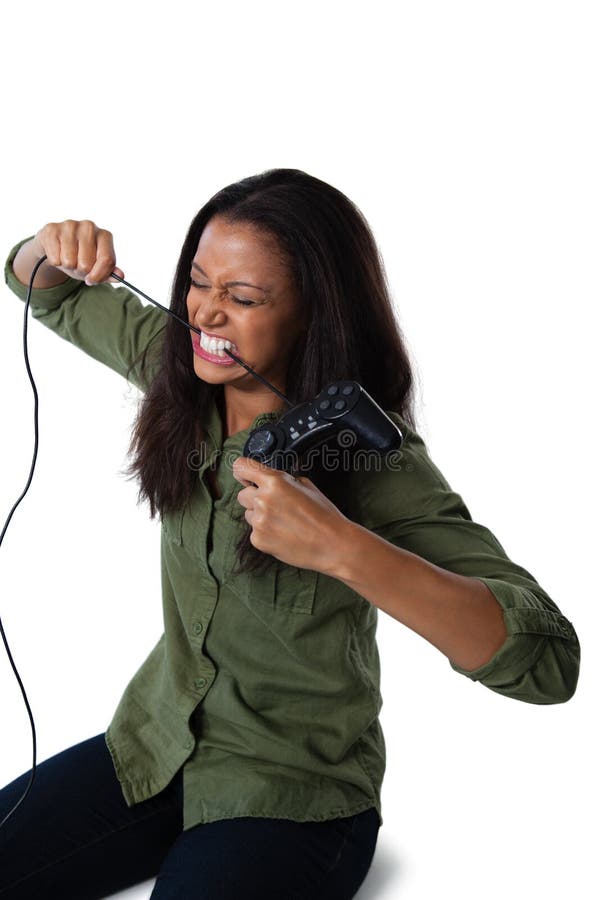 Frustrated Man Biting a Remote Control Stock Image - Image of adult ...