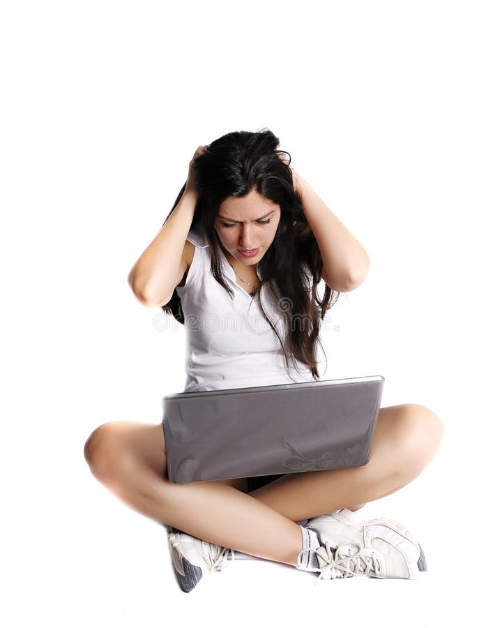 Frustrated Woman on Computer Stock Image - Image of joyful, success ...