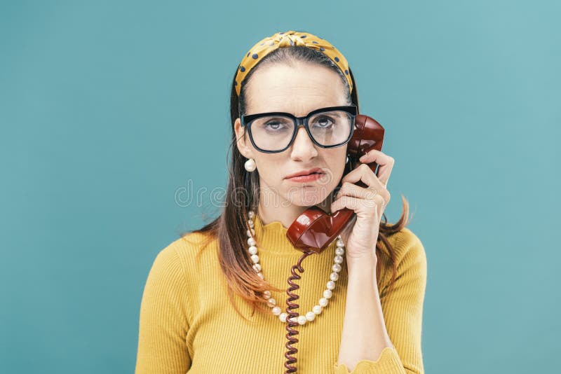 Frustrated Woman Having a Boring Phone Call Stock Image - Image of ...