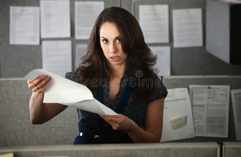 Frustrated Woman Office Worker Stock Image - Image of collar ...