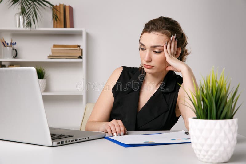 Frustrated Woman in Office. Working on a Computer Concept. Stock Image ...