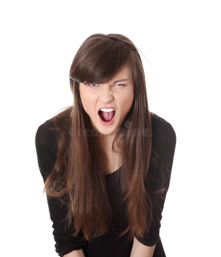 A Frustrated Woman is Screaming Out Loud. Stock Image - Image of anger ...