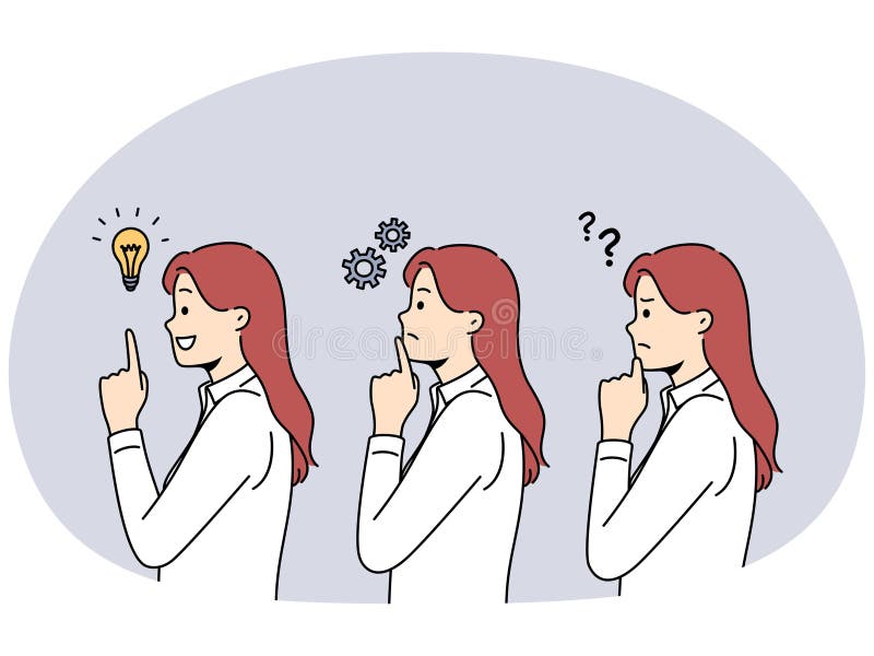 Frustrated Woman Think and Solve Business Problem Stock Vector ...