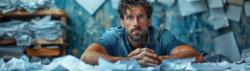 Frustrated Writer Crumpling Paper Creative Block Space for Creative ...