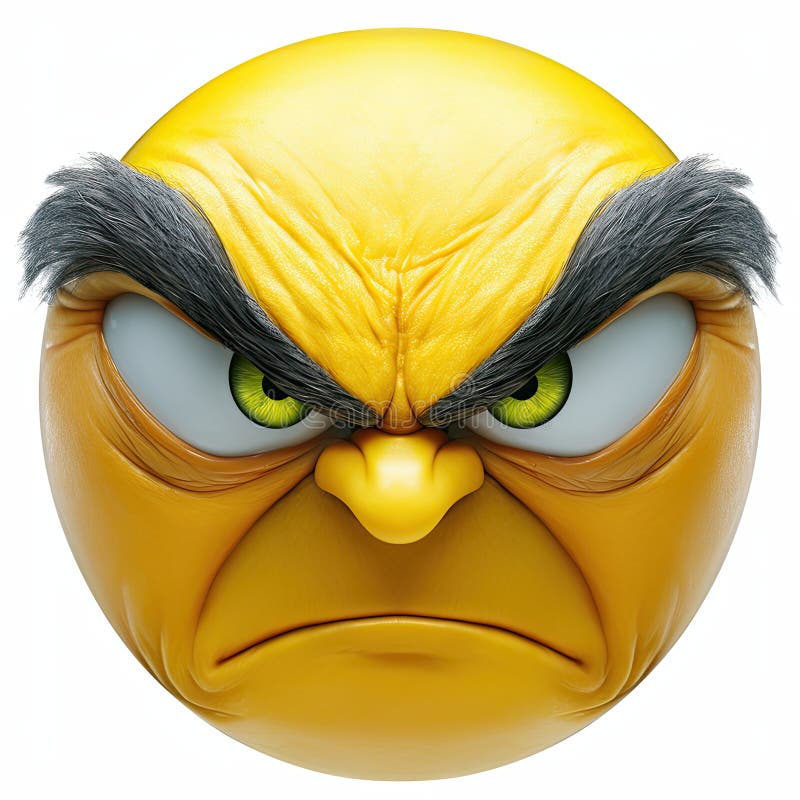 Frustrated Yellow Emoji with Angry Expression and Furrowed Brows Stock ...