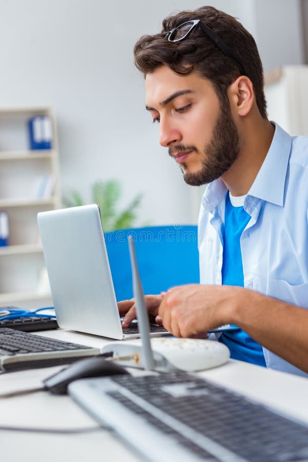 The Frustrated Young Man Due To Weak Internet Reception Stock Photo ...