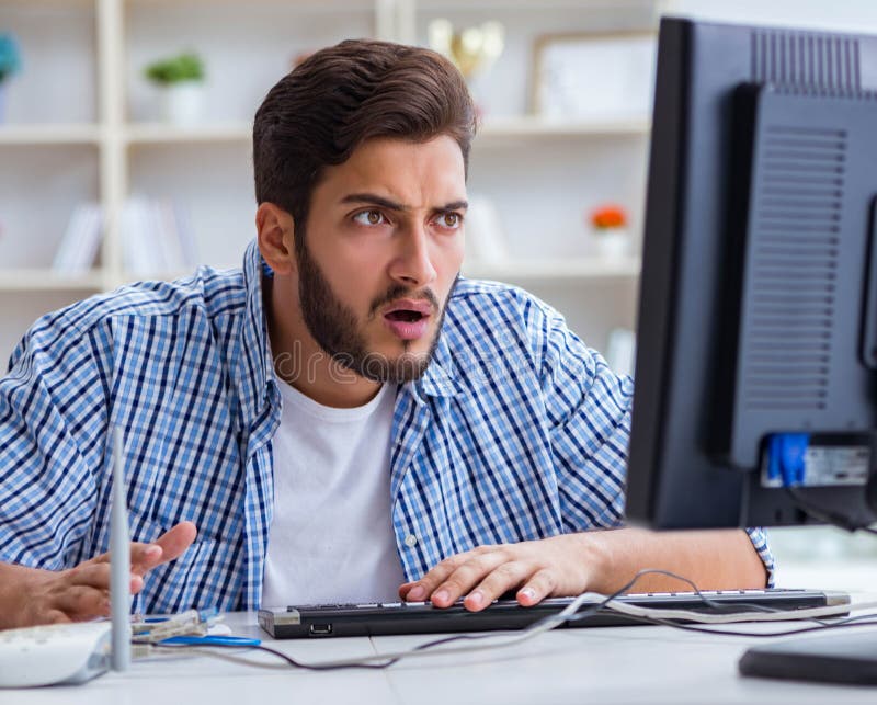 Frustrated Young Man Due To Weak Internet Reception Stock Image - Image ...