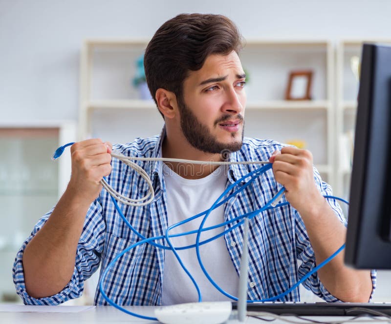 Frustrated Young Man Due To Weak Internet Reception Stock Photo - Image ...