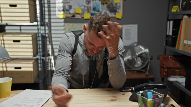 Sitting detective stock photo. Image of close, adult, magnify - 6075558