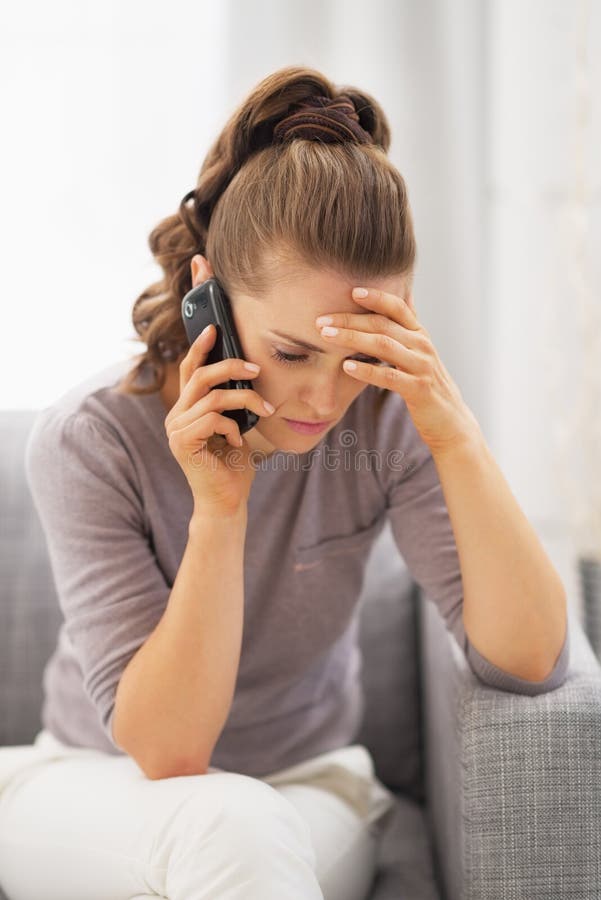 Frustrated Young Woman Talking Mobile Phone Stock Photo - Image of ...