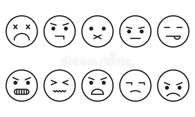 Frustration and Anger, Different Emotions Face Icons. Vector Stock ...