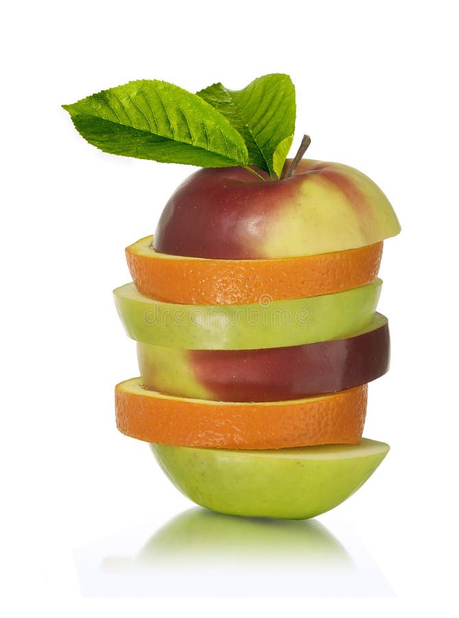 Fruta Cortada Com Fundo Branco Imagem de Stock - Imagem de alimento ...
