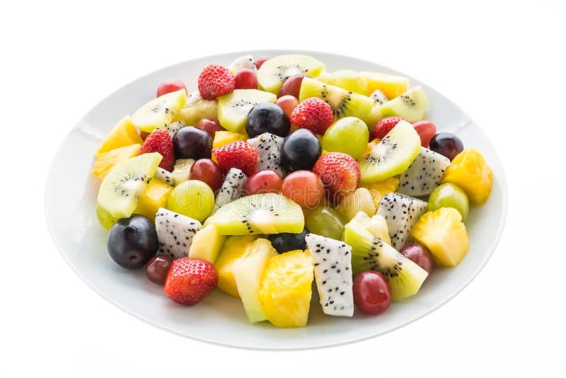Fruta Mezclada En La Placa Blanca Imagen de archivo - Imagen de maduro ...