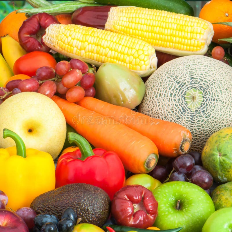 Frutas E Verdura Misturadas Foto de Stock - Imagem de alimento, frescor ...