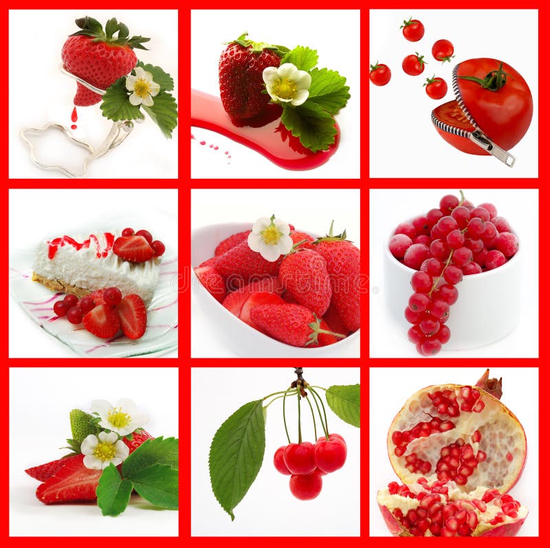 Frutas rojas imagen de archivo. Imagen de collage, ensalada - 9775459