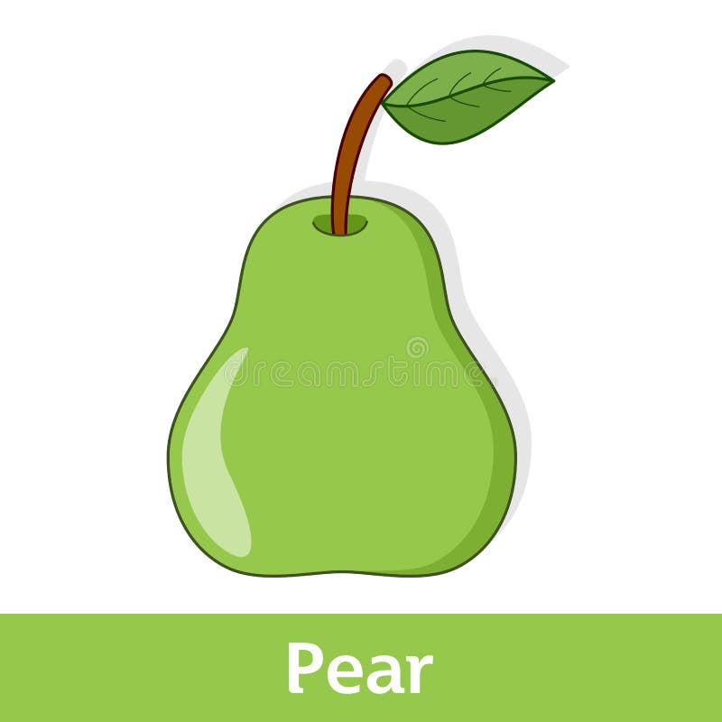 Fruto Dos Desenhos Animados - Pera Verde Com Folha Ilustração do Vetor ...