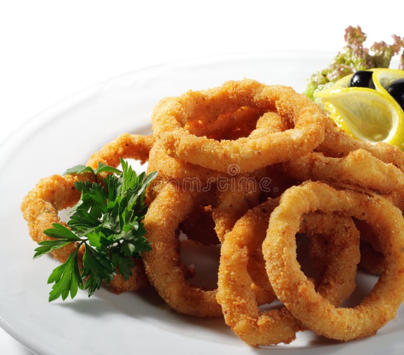 Frutti Di Mare - Calamari Fritto Immagine Stock - Immagine di impanato ...