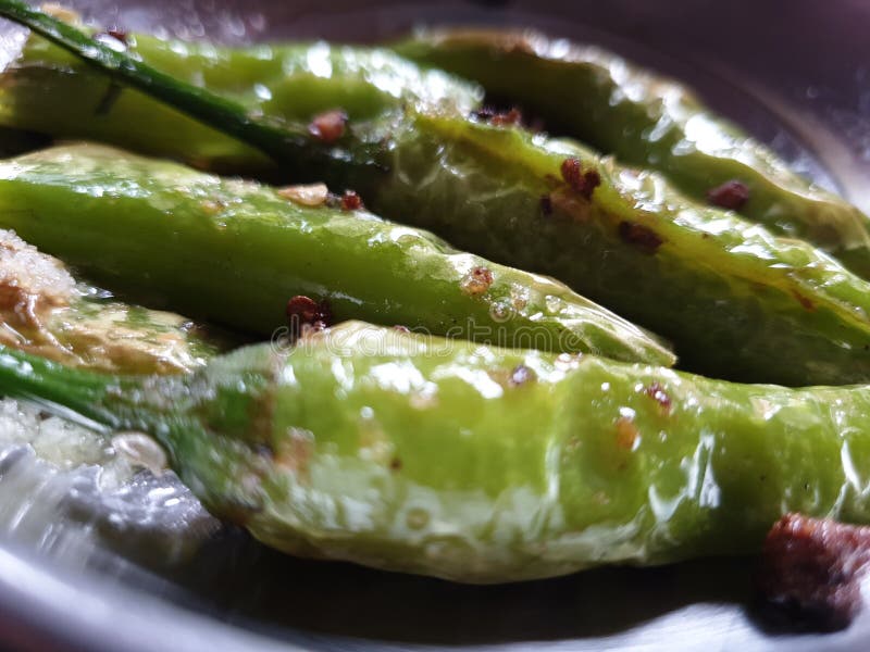 These are the Fry Chilli in Plate Stock Photo - Image of dessert ...