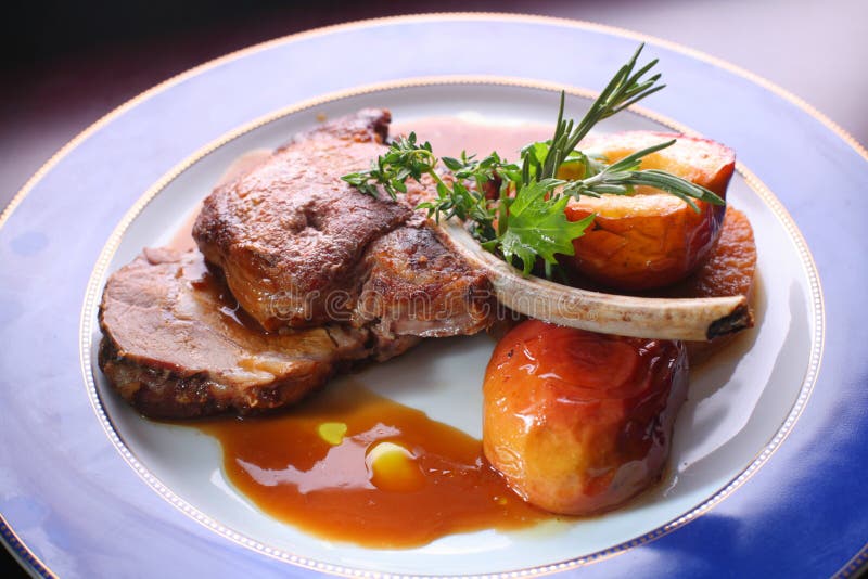 Fry meat stock photo. Image of dinner, mutton, blue, sauce - 8987368