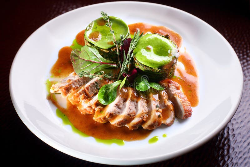 Fry meat stock photo. Image of apple, pate, mutton, basil - 8987422