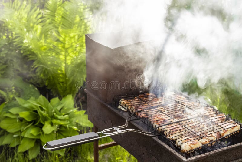 Fry the meat stock photo. Image of dinner, cook, grilling - 145172640