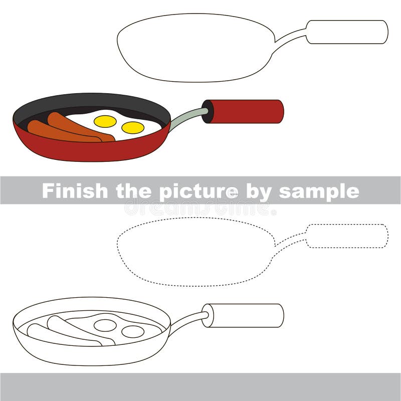 Fry Pan. Drawing Worksheet. Stock Vector - Illustration of developing ...