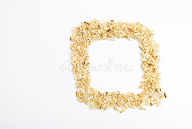 Fry Rice Rectangular Design Isolated on White, Top View, Selective ...