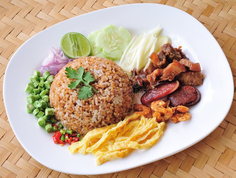 Fry Rice with the Shrimp Paste Stock Image - Image of rice, pastel ...