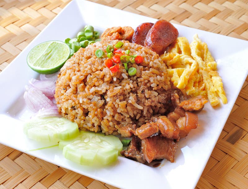 Fry Rice with the Shrimp Paste Stock Image - Image of rice, pastel ...