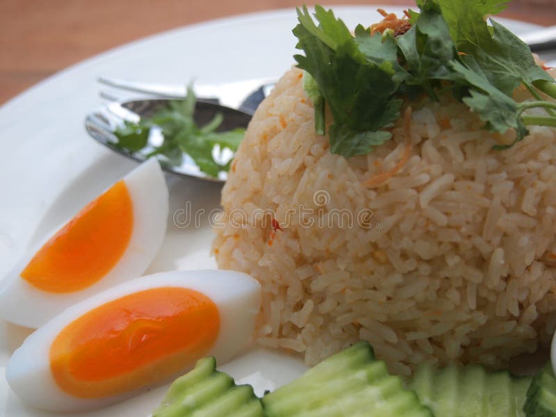 Fry Rice with the Shrimp Paste Stock Photo - Image of culture, lemon ...