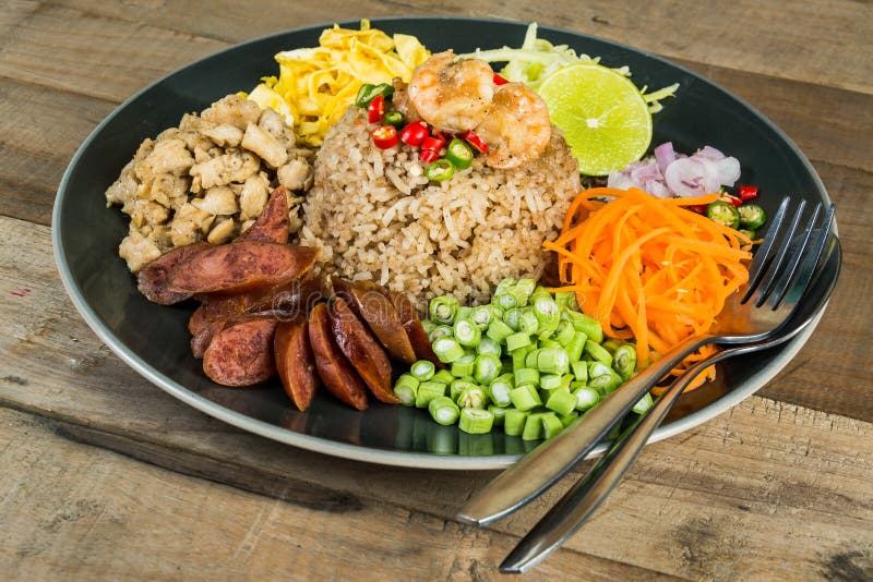 Fry Rice with the Shrimp Paste, Thai Food Stock Photo - Image of paste ...