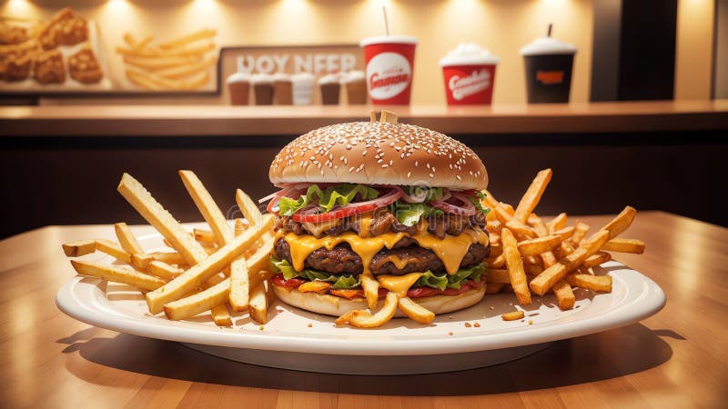 Fry Tastic Feast Celebrating National Double Cheeseburger Day.AI ...