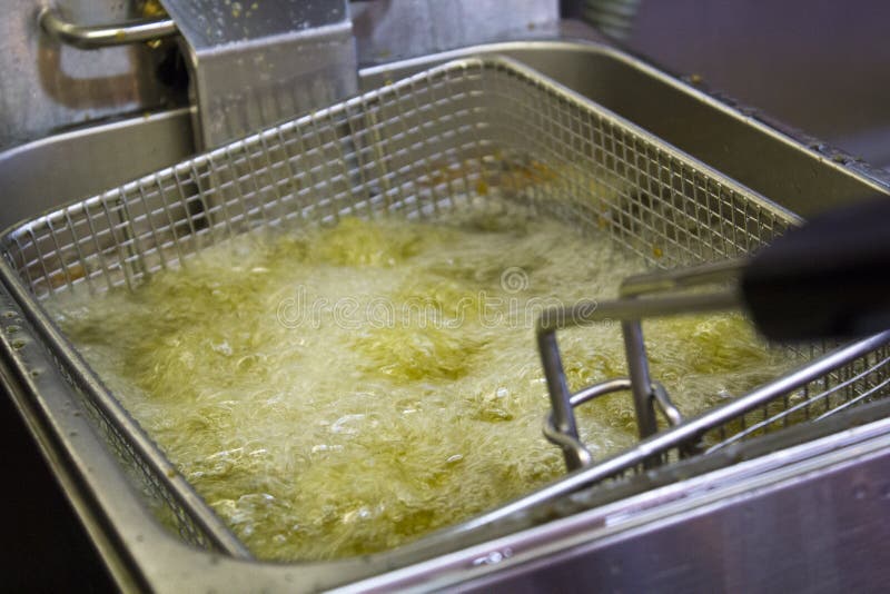 Fryer with boiling oil stock photo. Image of unhealthy - 90876012