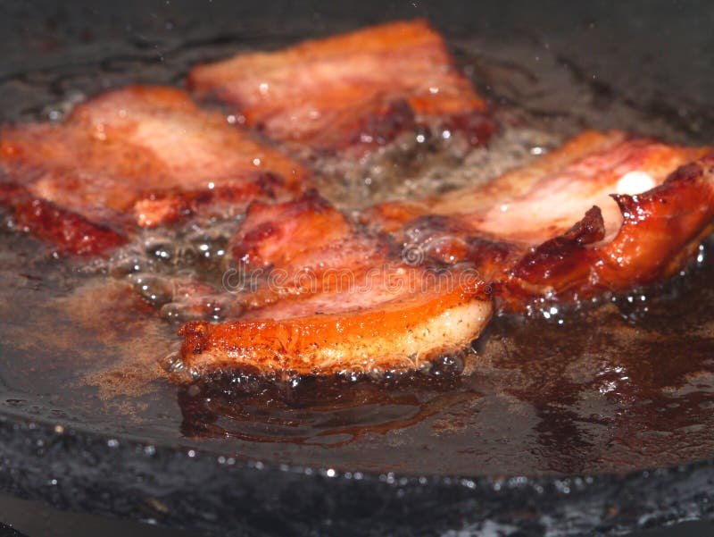Frying bacon stock image. Image of paleo, baked, fiber - 31613695