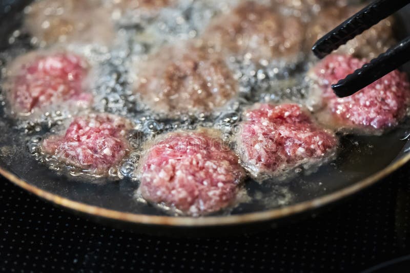 Frying Beef Meat Balls in Oil Stock Image - Image of delicious, cooking ...