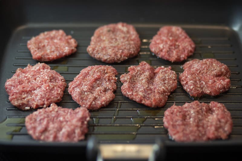 Frying Beef Meat for Hamburger Stock Image - Image of delicious, frying ...