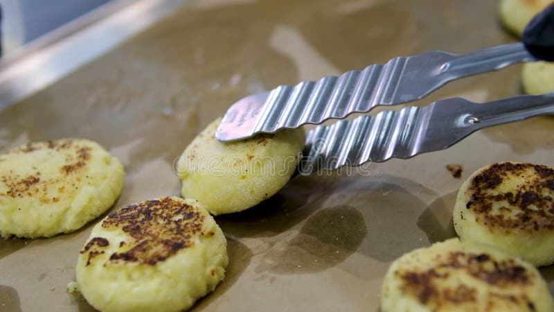 Hands Roll Curd Balls. Cheesecakes are Fried in a Pan. the Process of ...