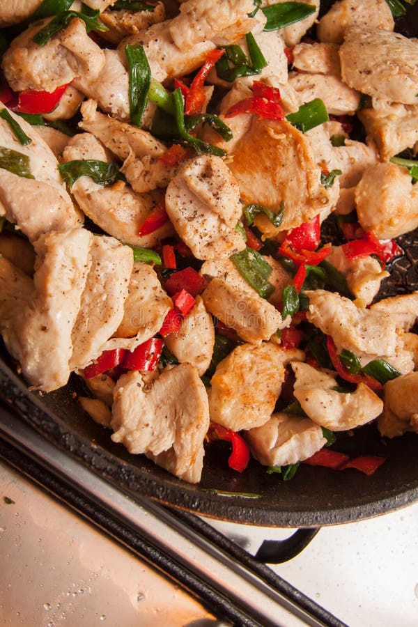 Frying chicken slices stock image. Image of home, country - 70400981