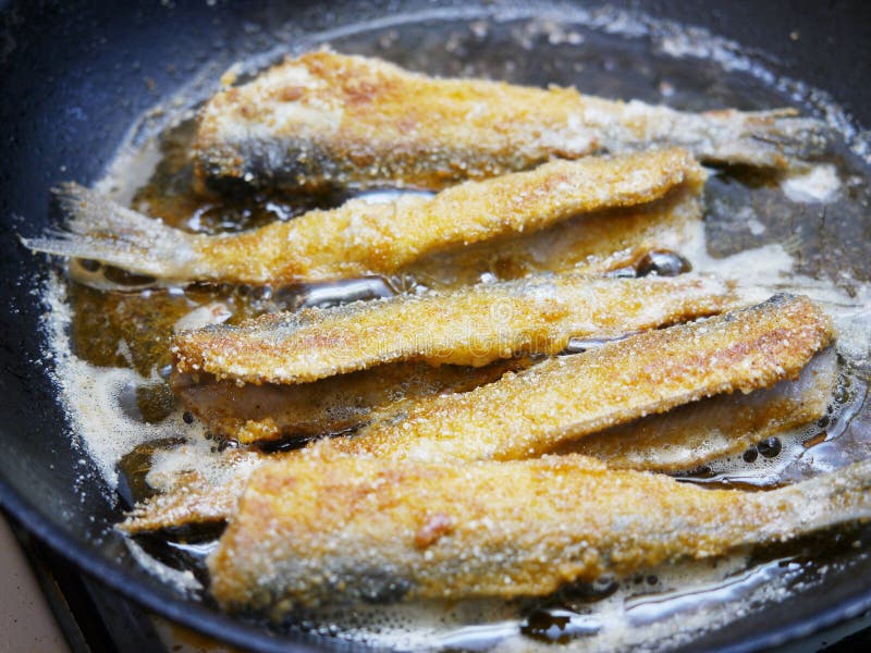 Frying cut fish stock image. Image of crispy, healthy - 81889133