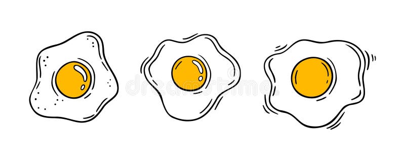 Frying Egg Doodle Line Illustration Set. Frying Egg Hand Drawn Icon ...