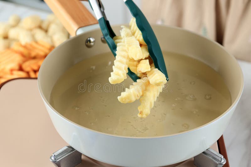 Frying French Fries on Pan stock photo. Image of fryer - 309120306