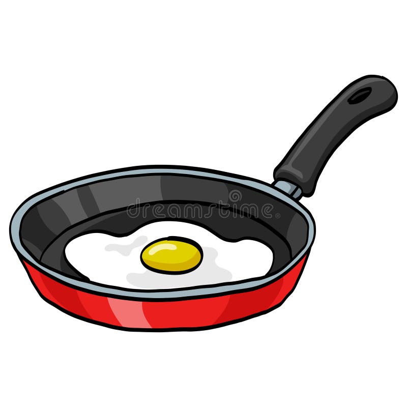 Frying Pan Egg Breakfast Drawing Vector Illustration Stock Vector ...