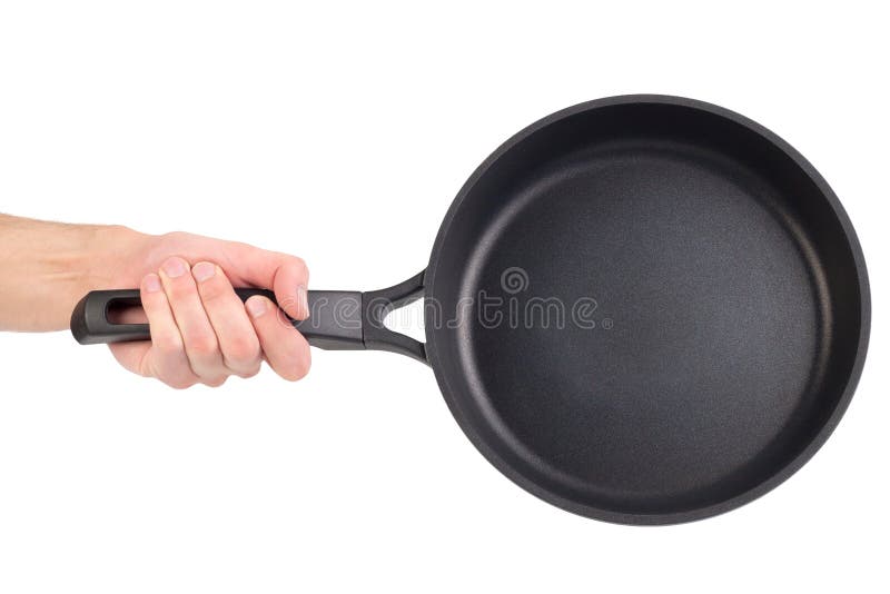 Hand is holding a skillet stock photo. Image of meal - 28682408
